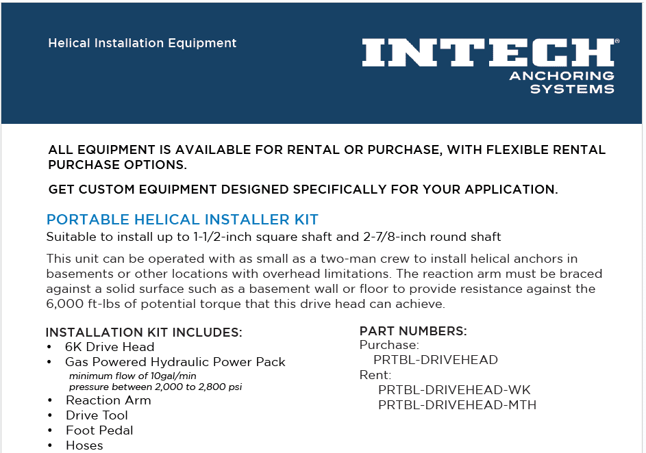 Helical Kits - Intech Anchoring Systems